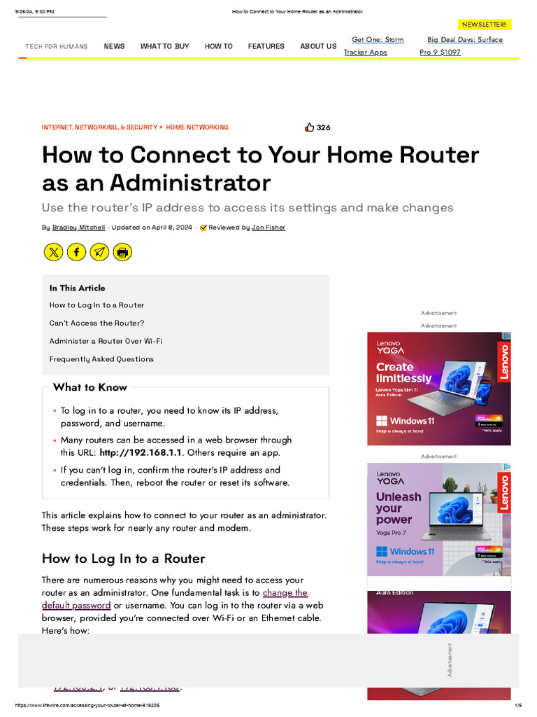 How To Connect To Your Home Router As An Administrator | PDF | Wi Fi ...