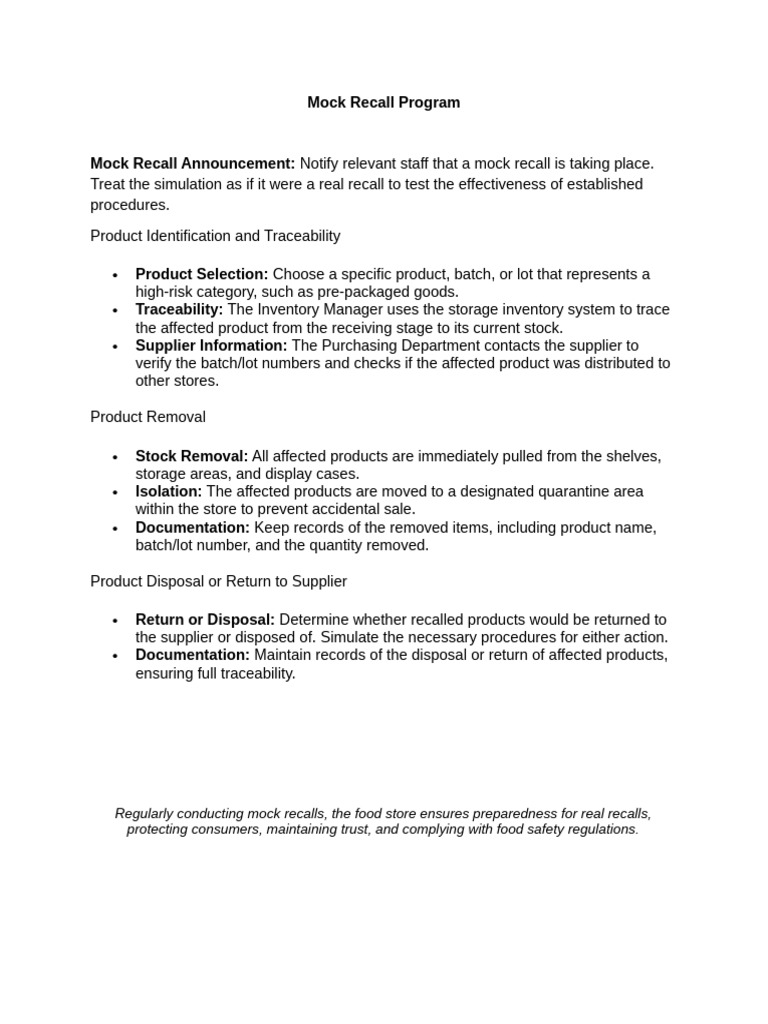 Mock Recall Program Pdf