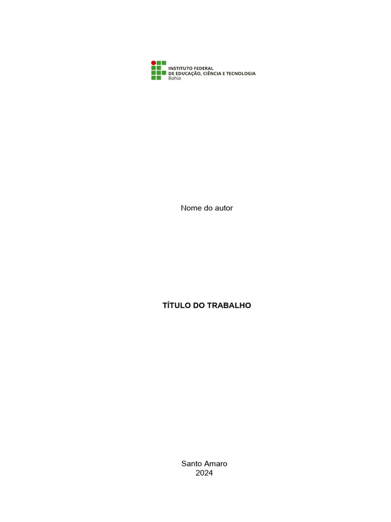 Modelo de Capa e Folha de Rosto | PDF