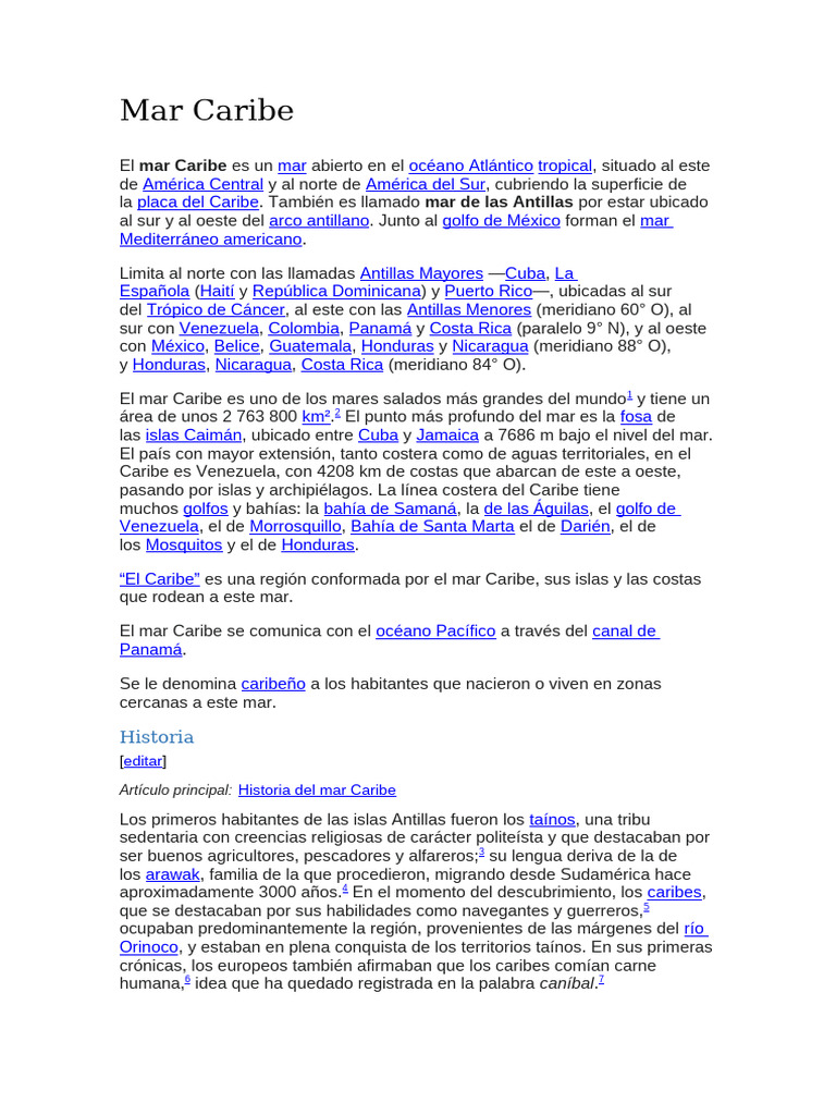 Características del Mar Caribe | PDF | Ciclones tropicales | caribe