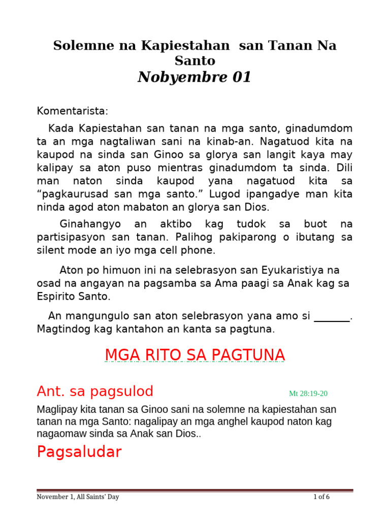 All Saints Day Readings2024 | PDF