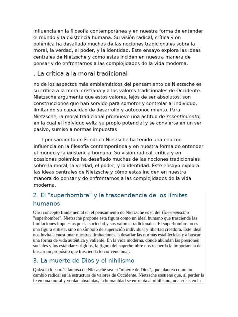 Ensayo | PDF | Friedrich Nietzsche | Moralidad
