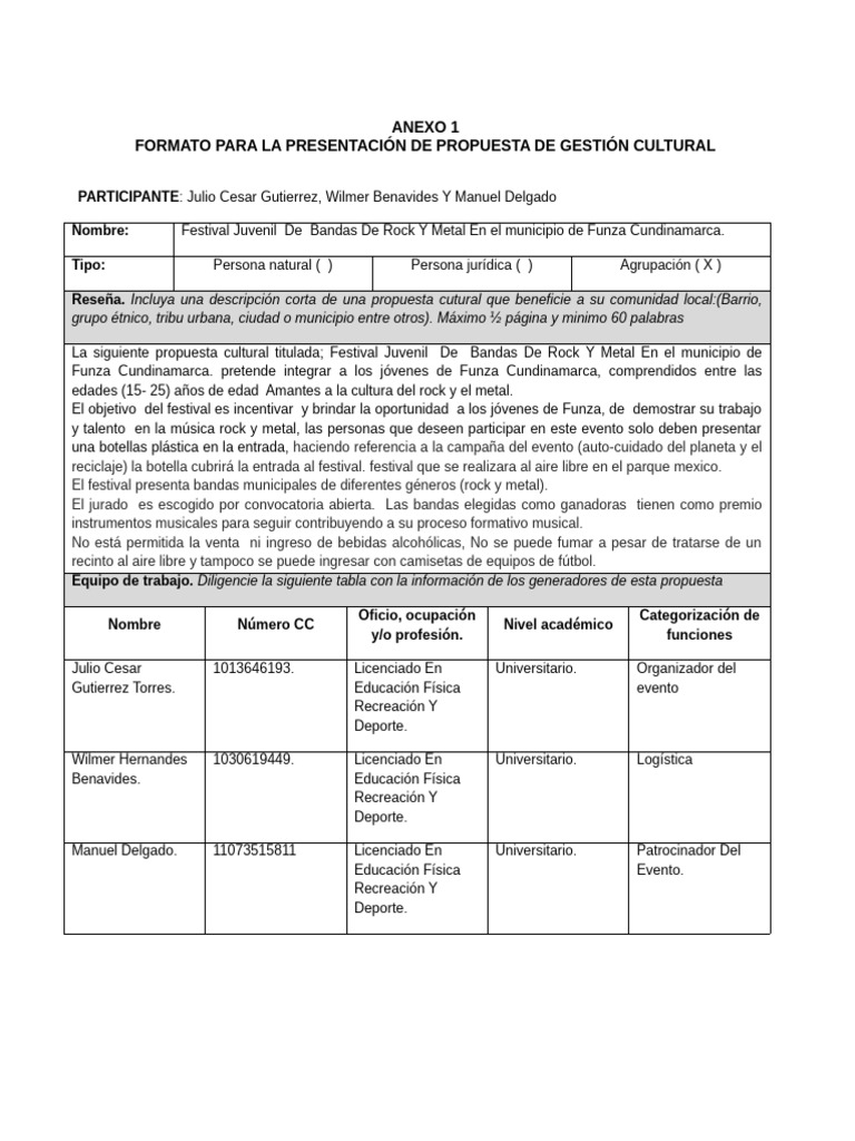 Formato proyecto cultural | PDF | Bogotá | México