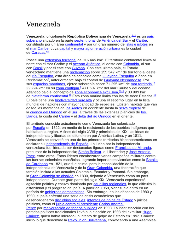 Historia y situación actual de Venezuela | PDF | Venezuela | Hugo Chavez