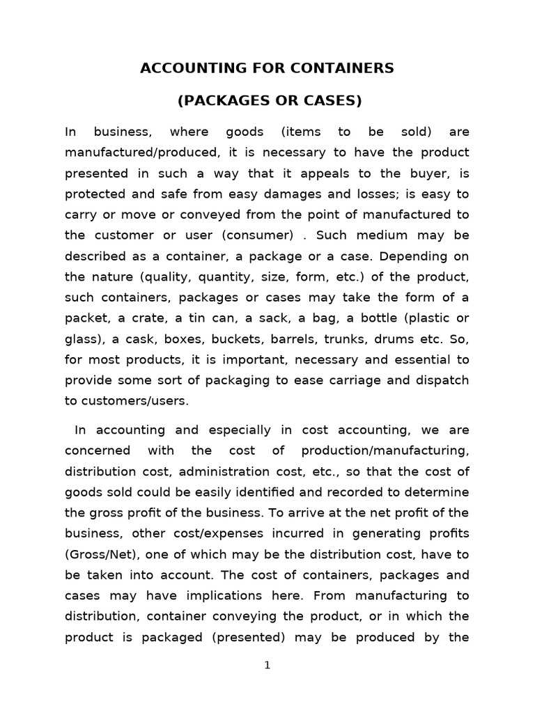 Accounting For Containers Note2 | PDF | Debits And Credits | Business