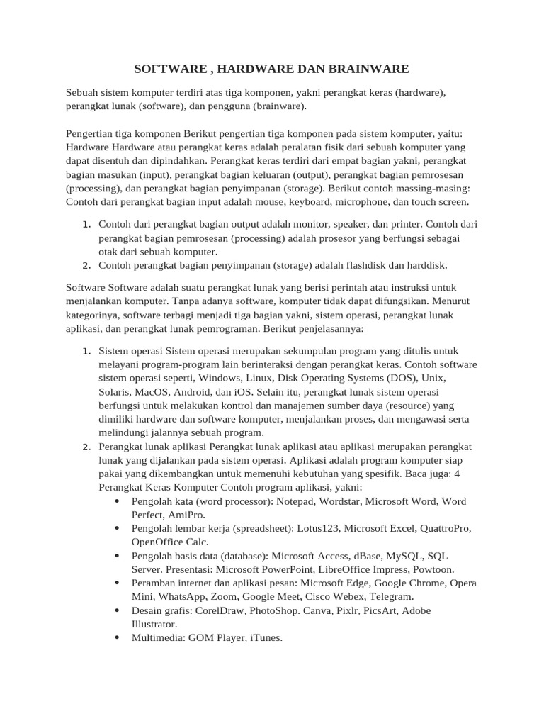 Komponen Utama Sistem Komputer | PDF