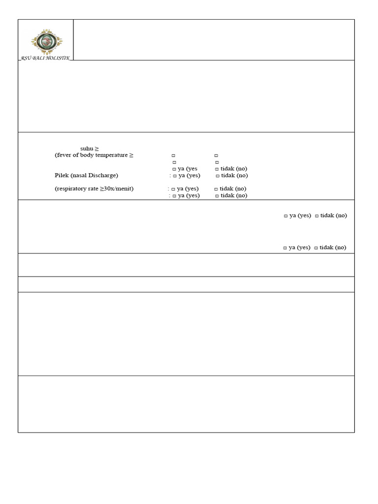 Form Skrining COVID-19 | PDF