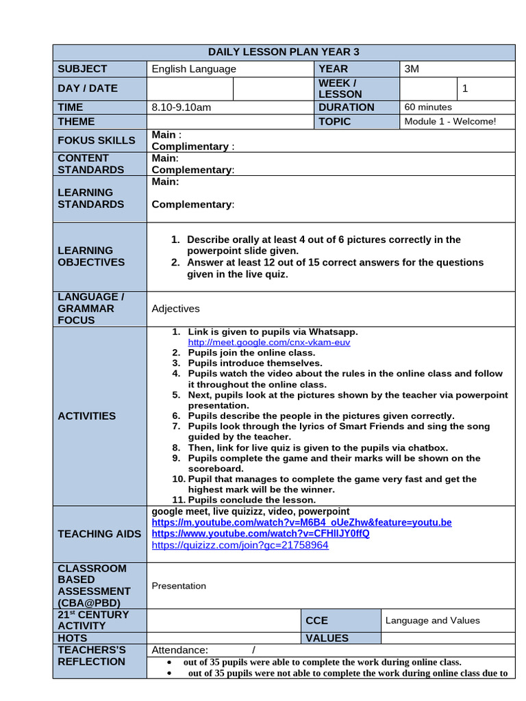 Wednesday M1 PKP | PDF | Lesson Plan | Teachers