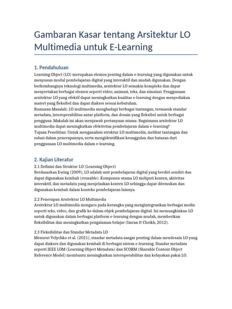 Arsitektur LO Multimedia E-Learning | PDF