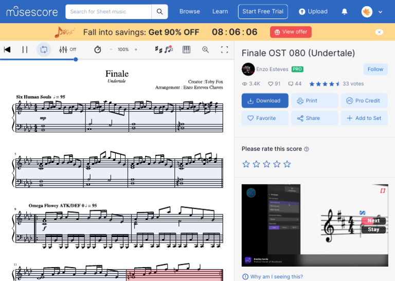 Finale OST 080 (Undertale) Sheet Music For Piano (Solo) | PDF