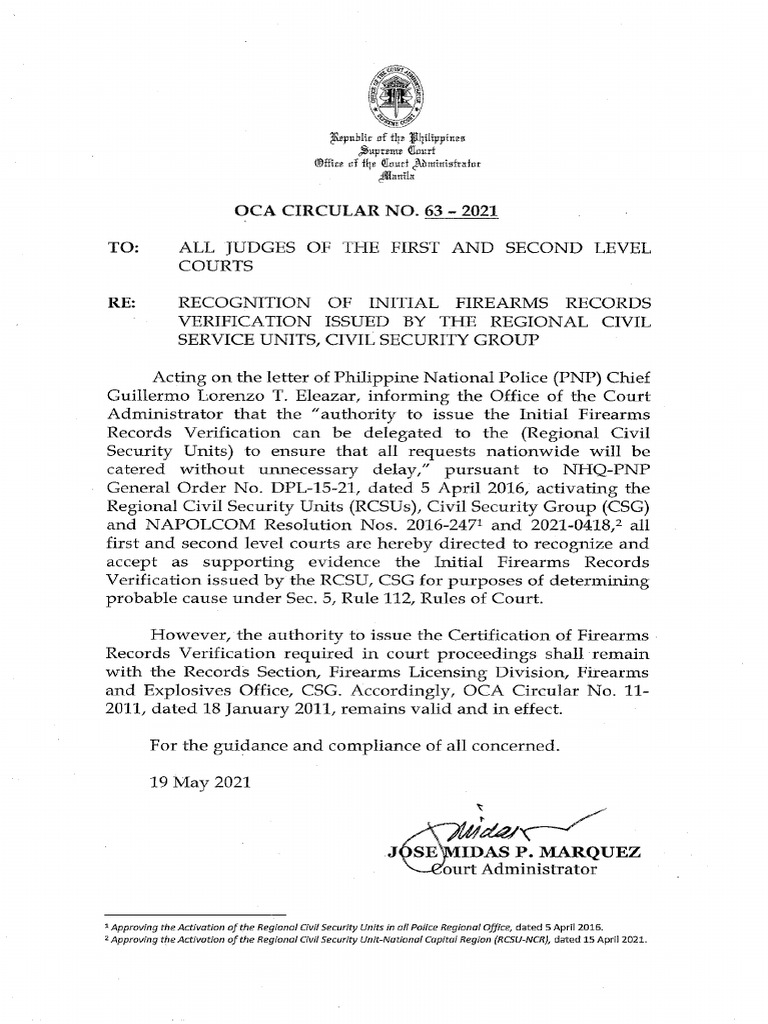 OCA-Circular-No.-63-2021-RECOGNITION OF IFRV BY RCSU | PDF