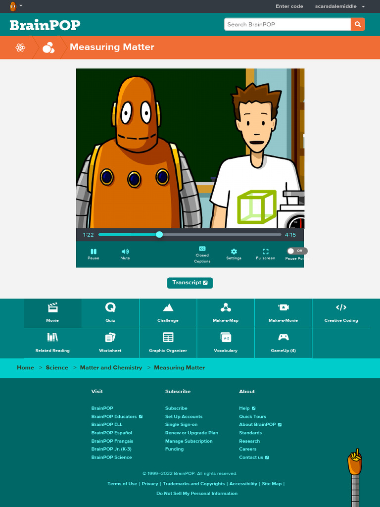Measuring Matter: Search Brainpop | PDF