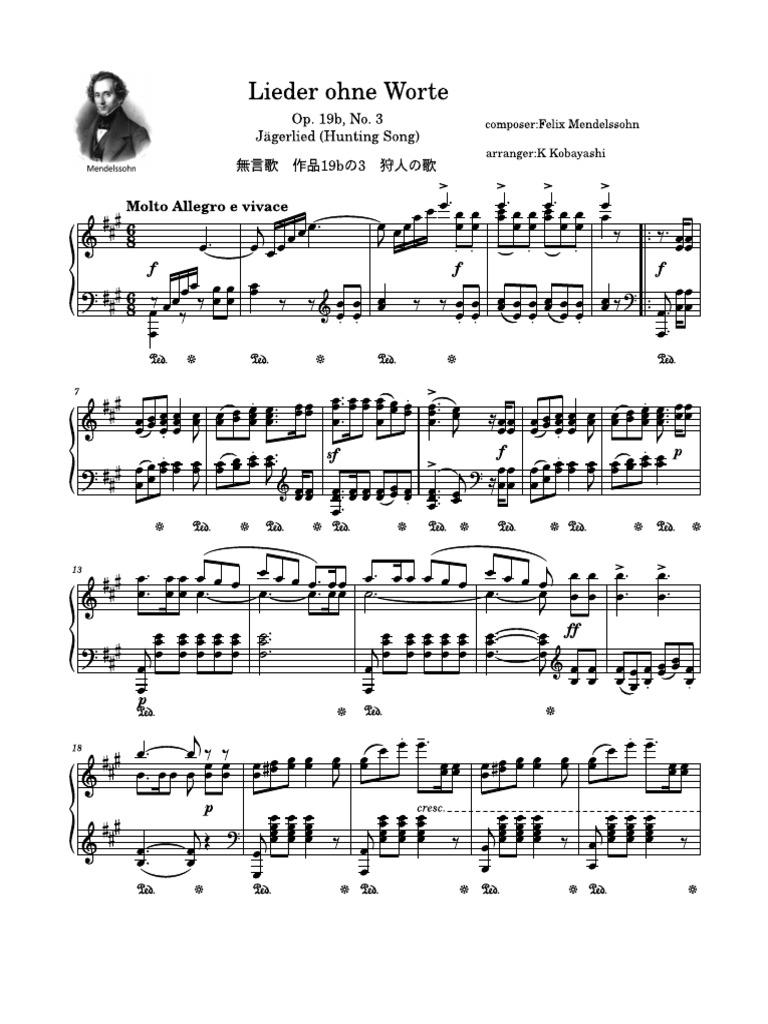 J.L.F. Mendelssohn - Jagerlied Op.19b-3 | PDF