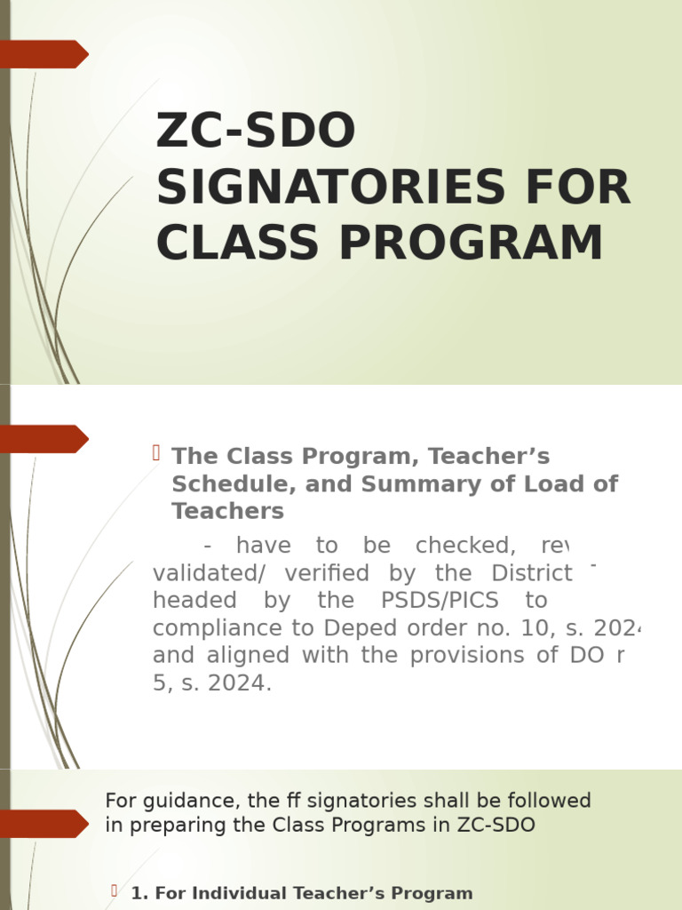 ZC-SDO Class Program Signatory Guide | PDF | Government
