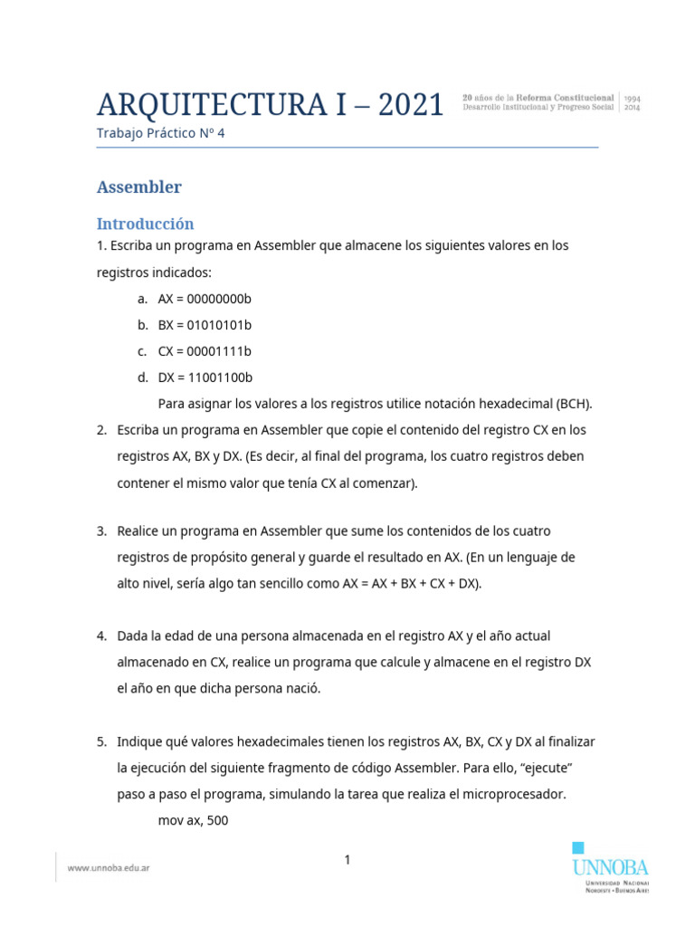 Arq tp1 | PDF | Lenguaje ensamblador | Variable (informática)