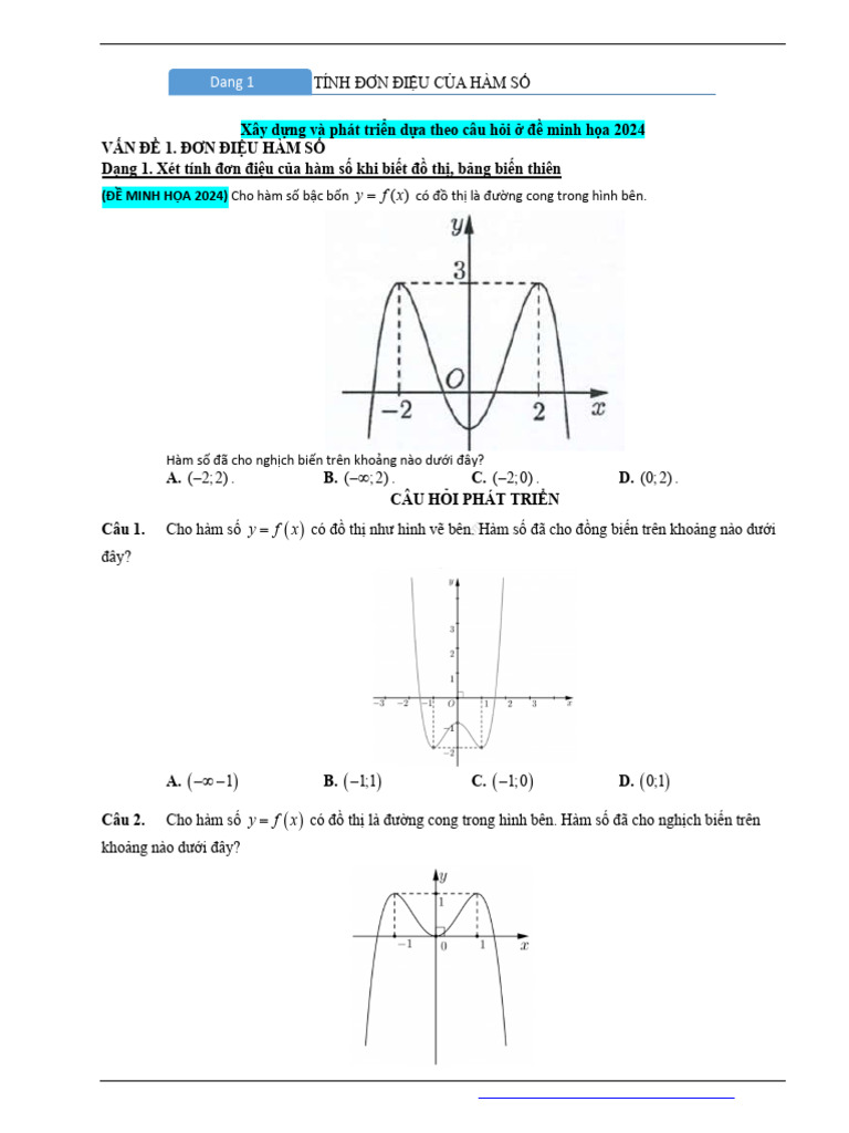 Vd1 - Tính Đơn Điệu Của Hàm Số | PDF