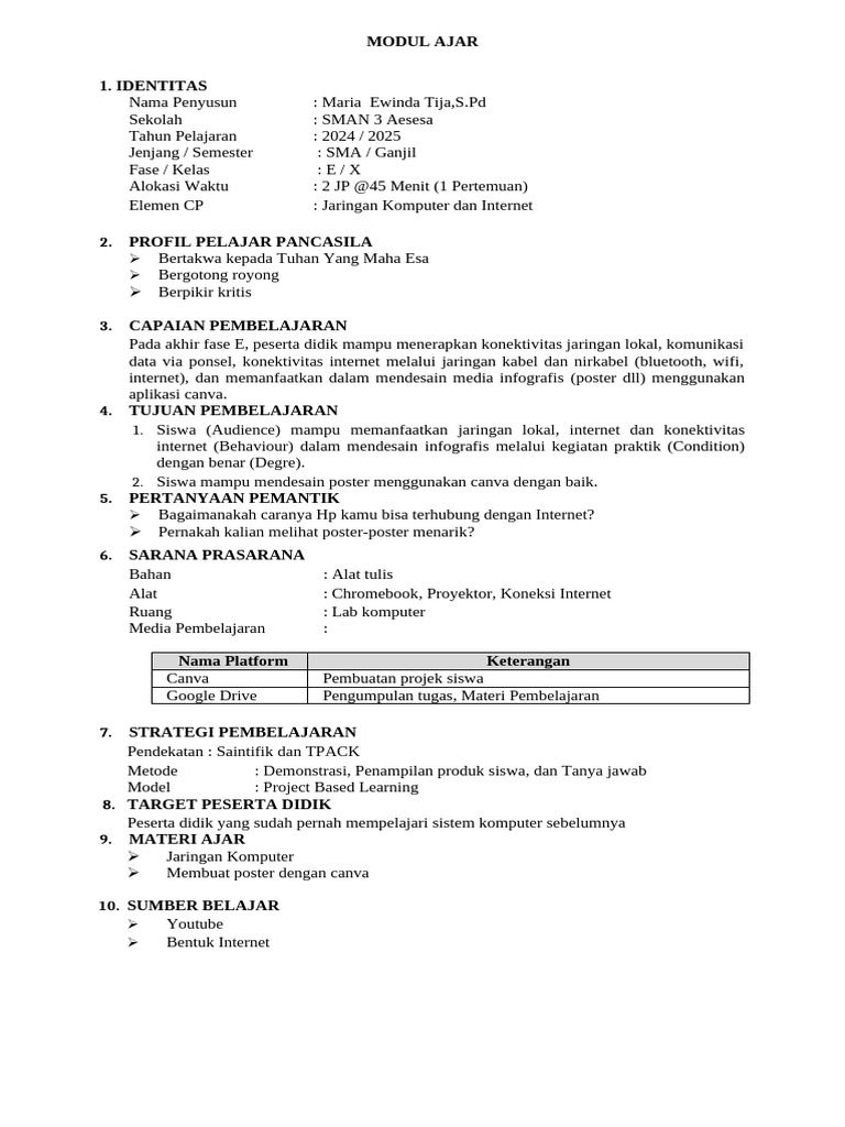 Modul Ajar Tik | PDF
