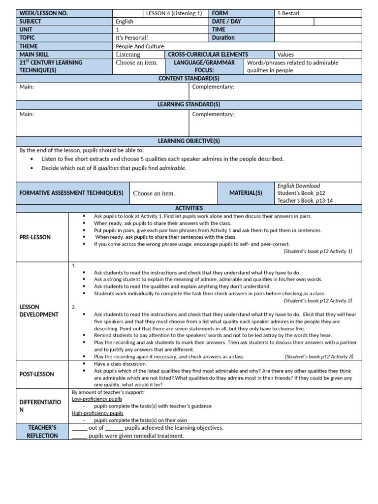 Lesson 4 Pdf English Language Behavior Modification