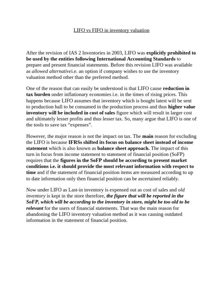 LIFO Vs FIFO in Inventory Valuation | PDF