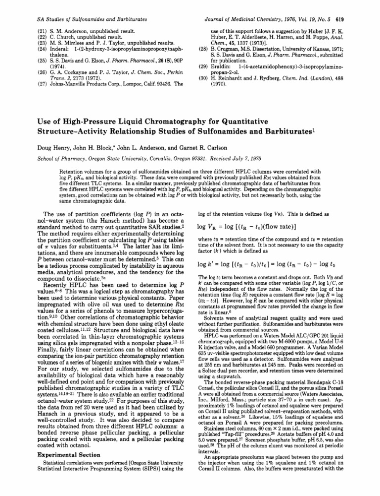 Sar of Barbiturates | PDF | Chromatography | High Performance Liquid ...