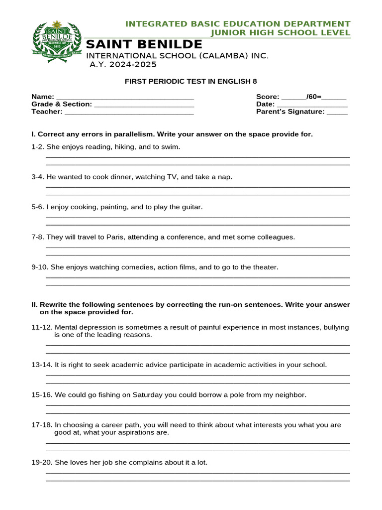 English 8 First Periodic Test Guide | PDF | Career & Growth