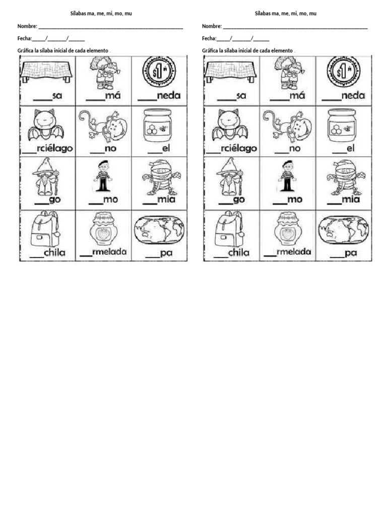 Sílabas Ma, Me, Mi, Mo, Mu | PDF | Hogar, jardinería y bricolaje