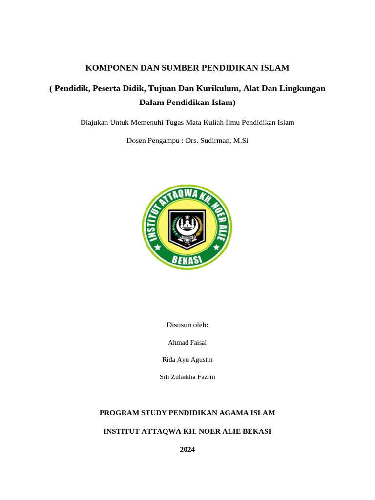 Komponen Pendidikan Islam | PDF