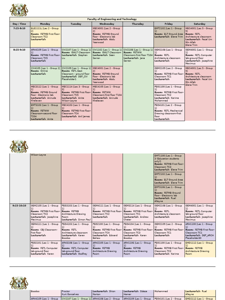 TT UG Turkeyen Campus - 20242025 Semester 1 1.4.1 Faculty of ...