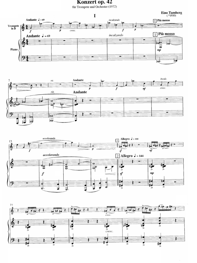 Tamberg - Concerto For Trumpet and Orhestra | PDF | Musical ...