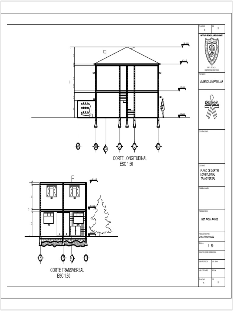 Plano de Cortes Transversales y Longitudinales | PDF