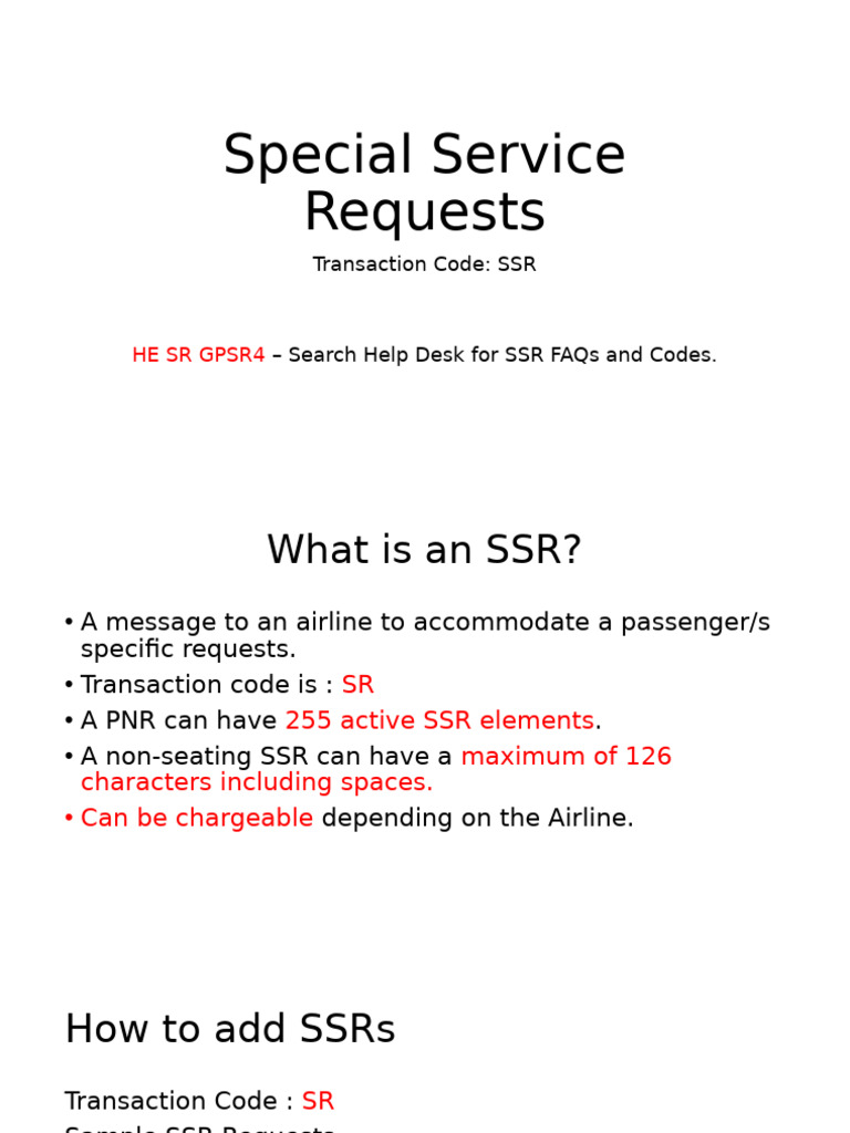 Special Service Request Codes in Amadeus | PDF | Frequent Flyer Program ...