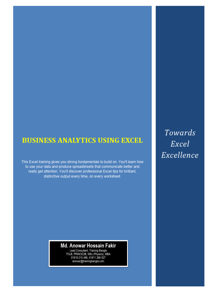 Business Analytics Using Excel Pdf Spreadsheet Microsoft Excel 