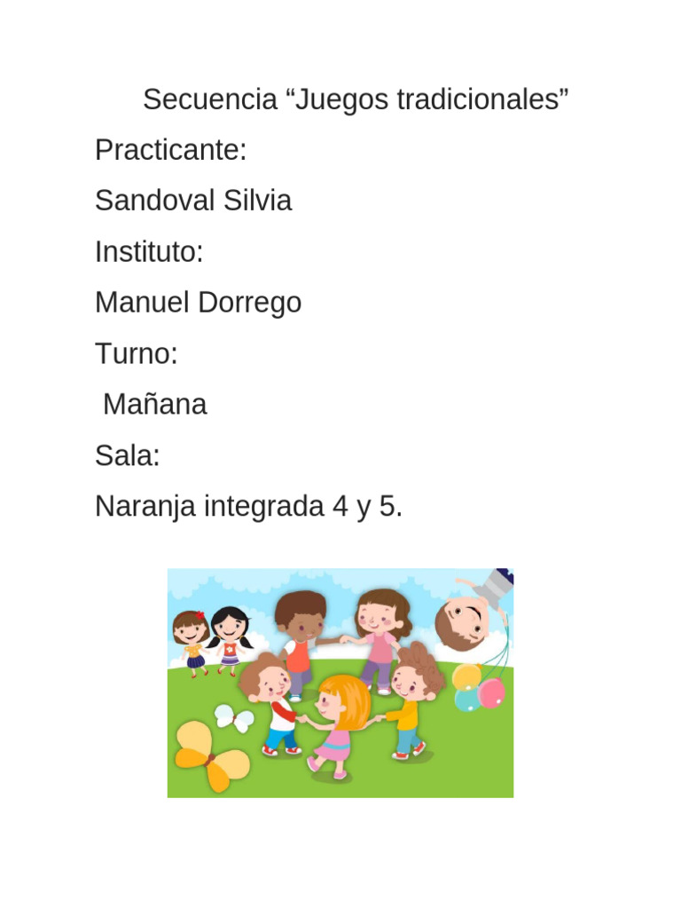 Planificacion Juegos Tradicionales | PDF | Lápiz