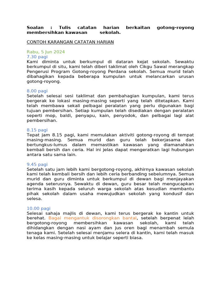 CONTOH KARANGAN CATATAN HARIAN | PDF