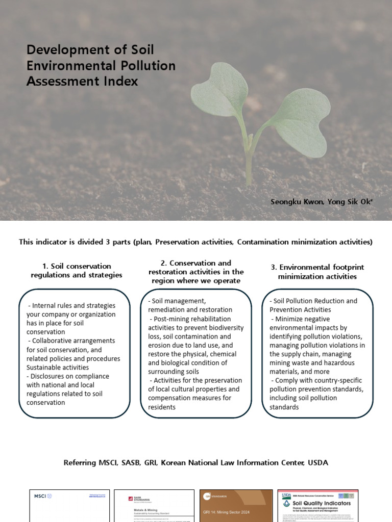 Soil Environment Pollution Assessment Index - Seongku Kwon | PDF | Soil | Conservation Biology
