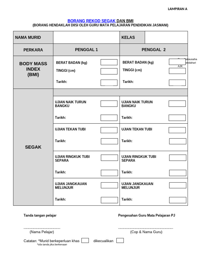 Borang Rumusan Ujian Segak | PDF