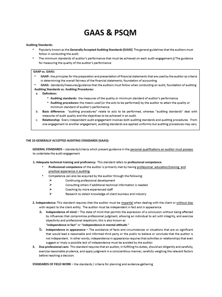 AT02-GAAS & PSQM | PDF | Auditor's Report | Audit
