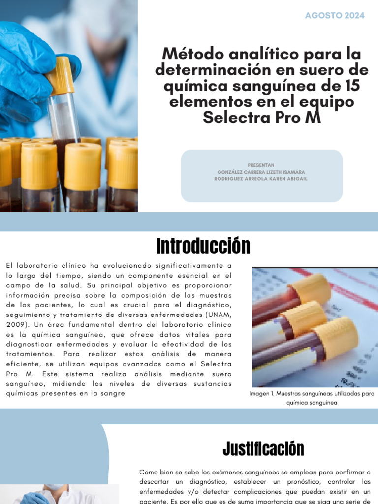 Método Analítico para La Determinación en Suero de Química Sanguínea de 15 Elementos en El ...