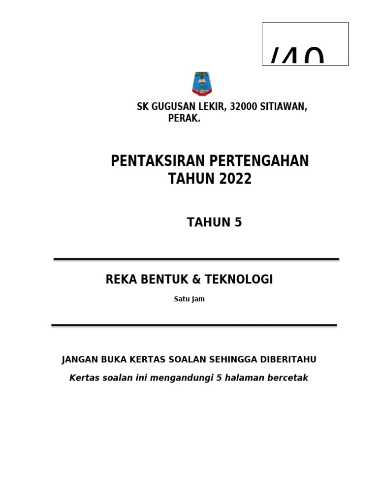 Cover Pentaksiran Pertengahan Tahun | PDF
