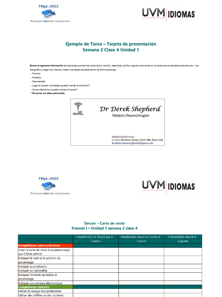 Semana 2 Clase 4 Unidad 1 - Tarea - Tarjeta de Presentación | PDF