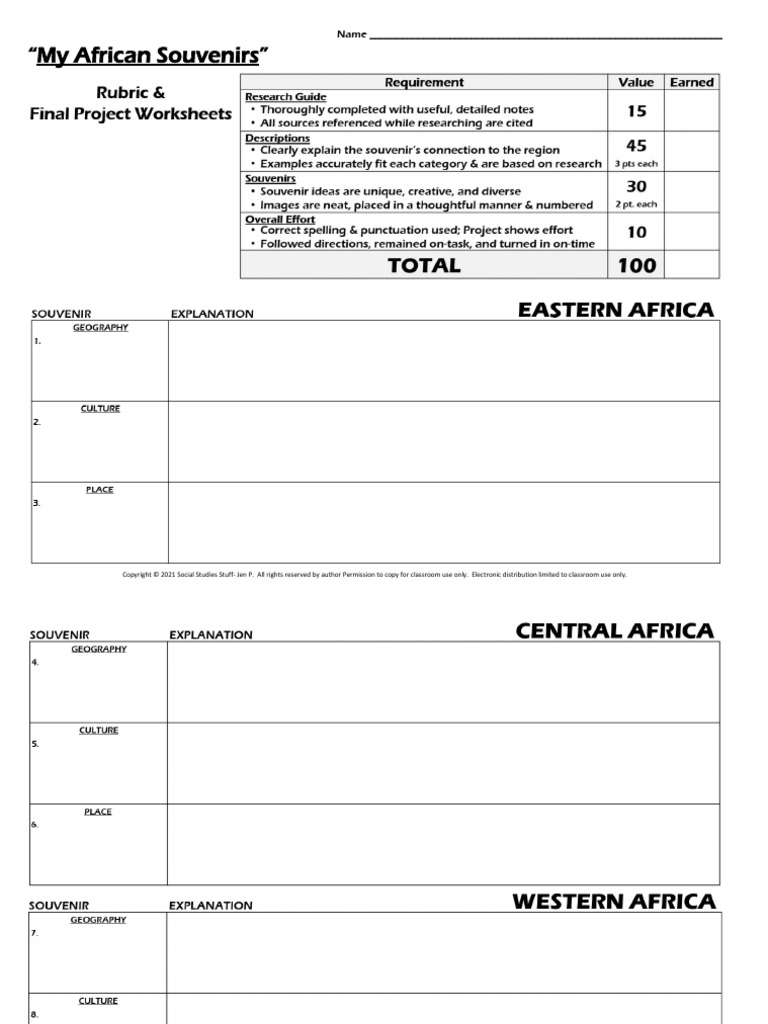 Printable Rubric and Final Project WS | PDF | Language Arts ...