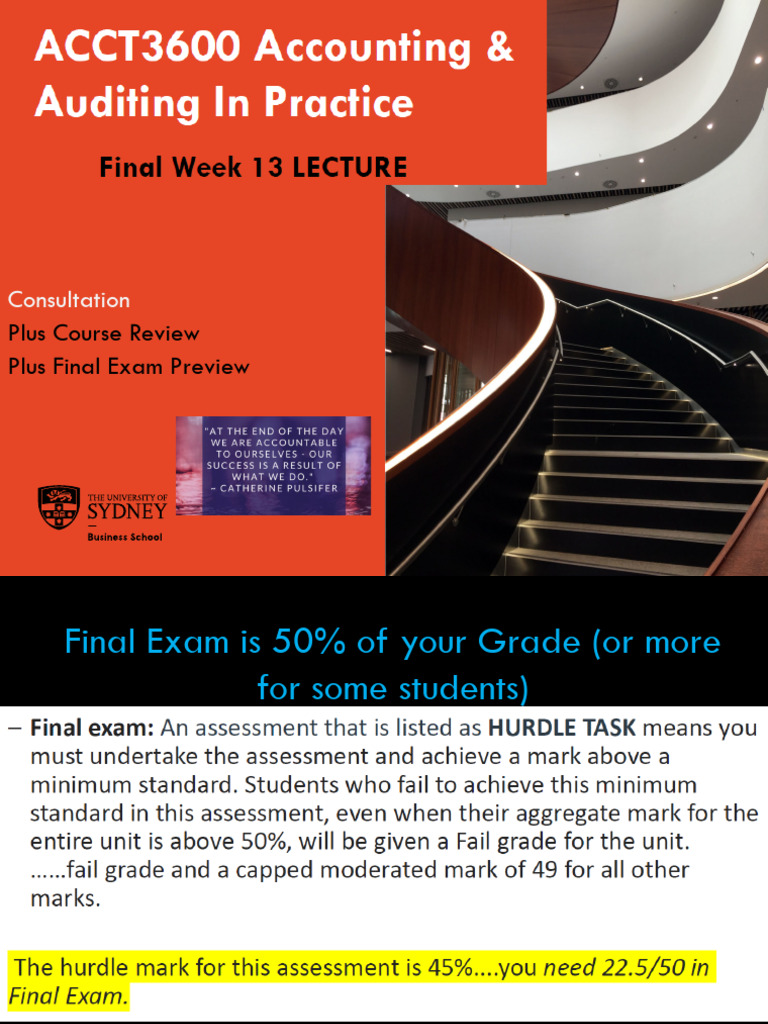 ACCT3600 Week 13 Review&Final Exam Stuff | PDF | Audit