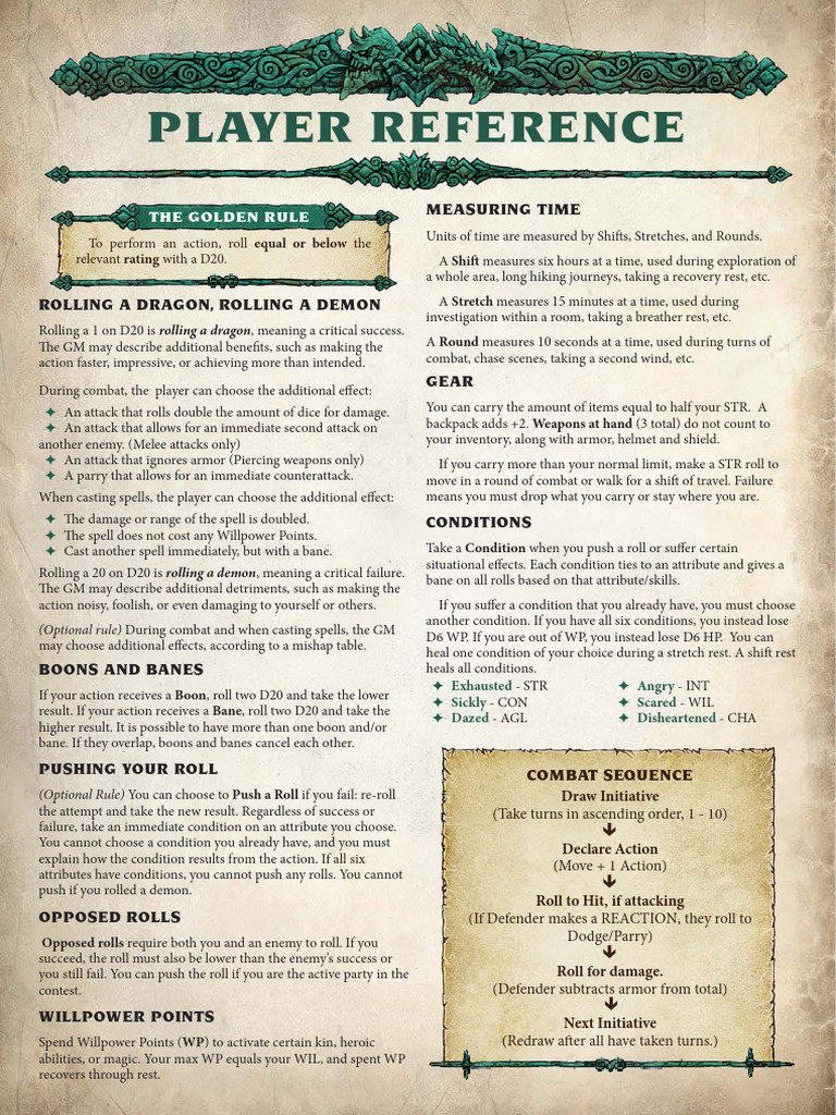 Dragonbane - Player - Reference (1) - 241025 - 202248 | PDF | Dice