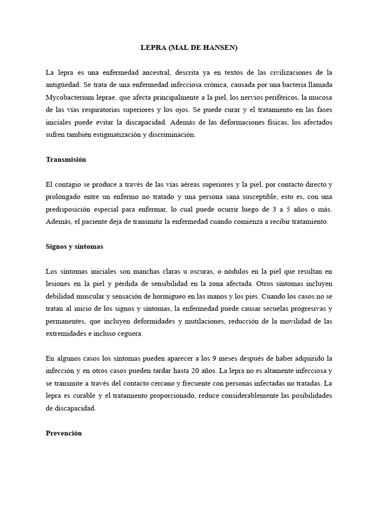 Lepra Info | PDF | Lepra | Enfermedades y trastornos
