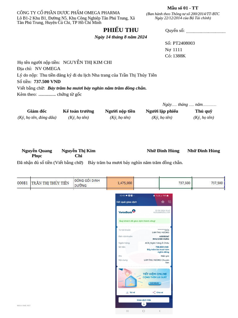 01 TT Phieu Thu | PDF