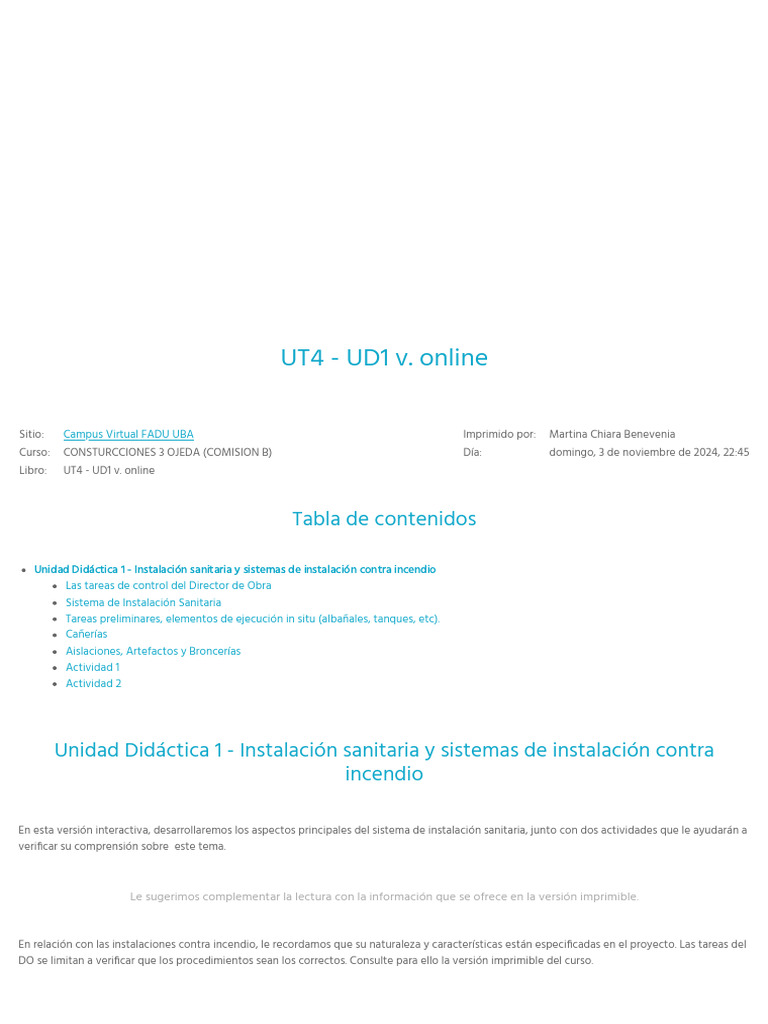UT4 - UD1 v. Online - CAMPUS FADU UBA | PDF | Tubería (transporte de fluidos) | Hormigón