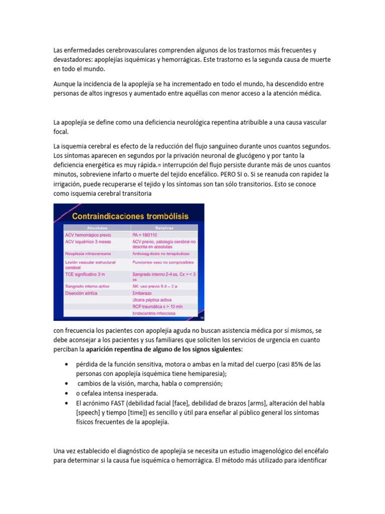 Enfermedades Cerebrovasculares: Apoplejía | PDF | Carrera | Aterosclerosis