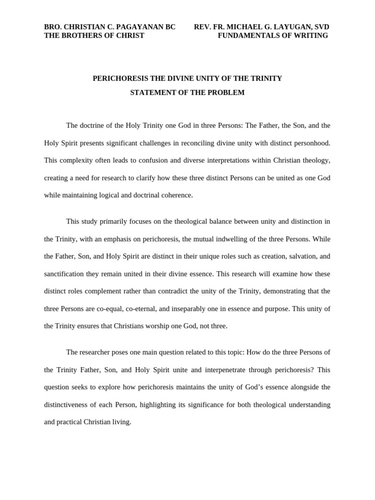 Understanding The Unity of The Holy Trinity | PDF