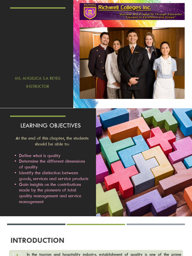 Lesson 1 Introduction To Quality Service Management in Tourism and ...