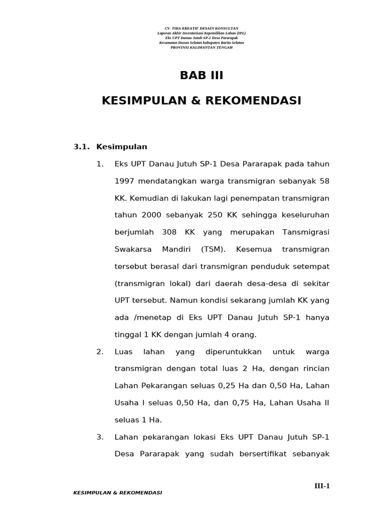 Bab Iii Kesimpulan & Rekomendasi | PDF